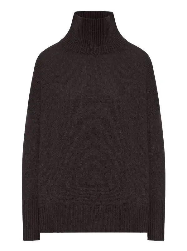 LISA YANG Heidi Ribbed Turtleneck Sweater In Cashmere Wool - Brown