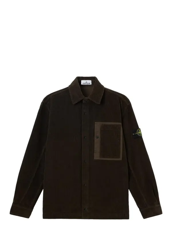Stone Island Comfort Fit Snap-button Shirt With Chest Pocket - Marrone