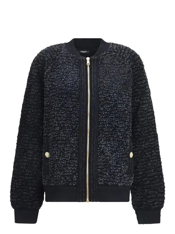 Balmain Zip Jacket With Sequin Details - Black