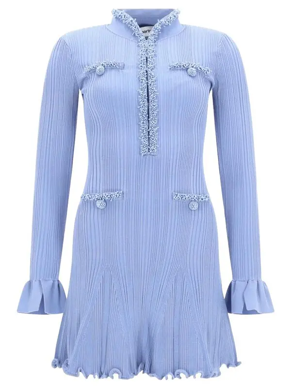 SELF-PORTRAIT Beaded Mini Dress - Blue