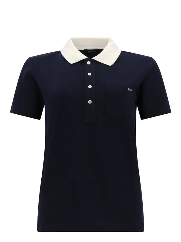 A.p.c. Polo Shirt With Contrasting Collar And Logo Detail - Blue