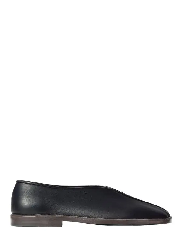 LEMAIRE Leather Flat Slippers - Black