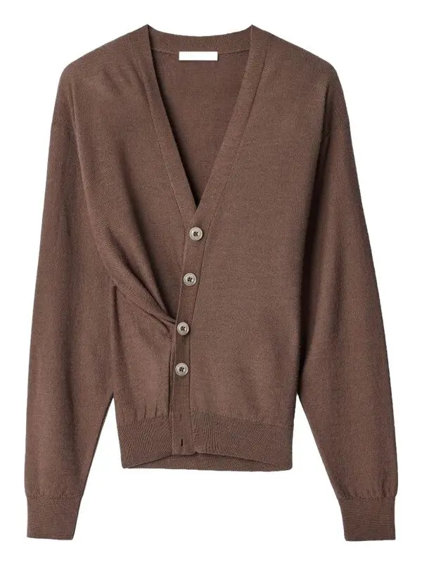 LEMAIRE Wool Blend Twisted Cardigan - Brown