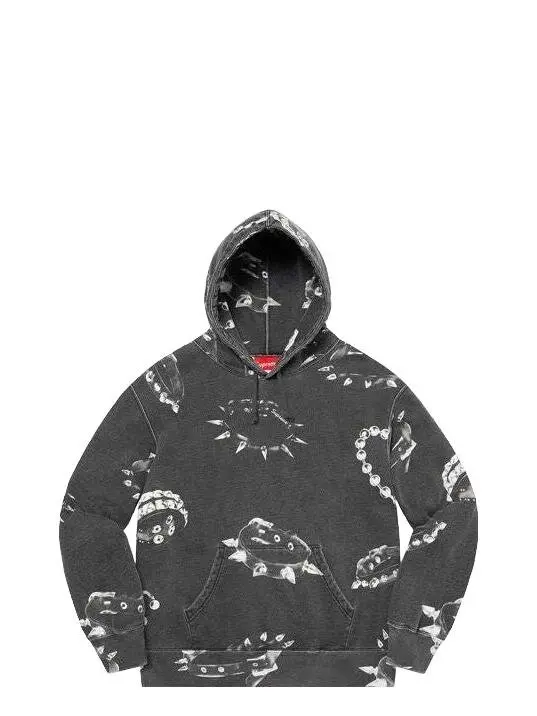 Supreme Studded Collars Hooded Sweatshirt - Grey/white