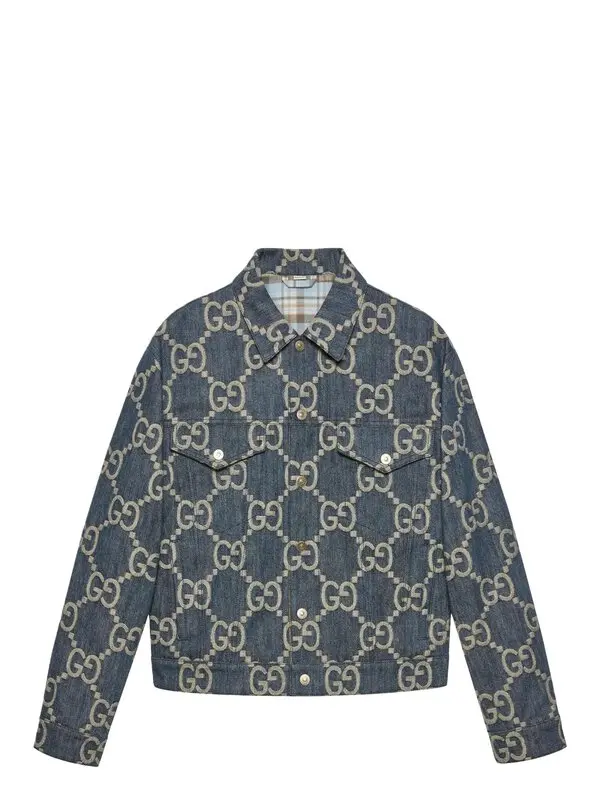 Gucci Jumbo Gg Denim Jacket - Blue