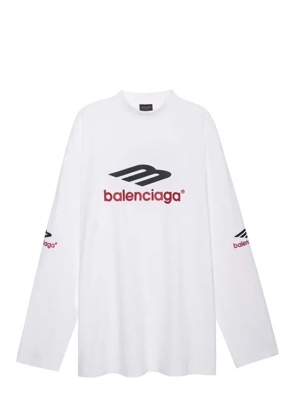 Balenciaga 3b Sports Icon Long Sleeve T-shirt - White/black/red