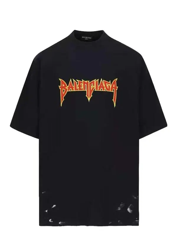 Balenciaga Metallica Logo T-shirt - Black/orange