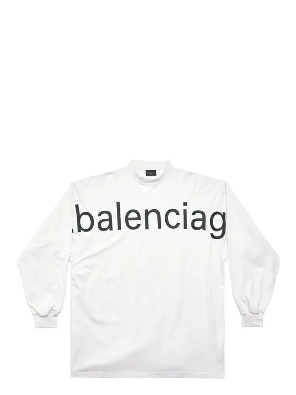 Balenciaga Logo Long Sleeve T-shirt - White