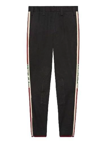 Gucci Gabardine Stretch Pant With Stripe - Black