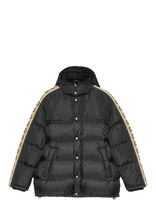 Gucci Gg Nylon Jacquard Padded Coat - Black