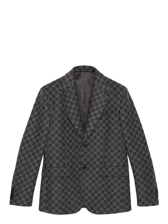 Gucci Gg Monogram Flannel Blazer - Black