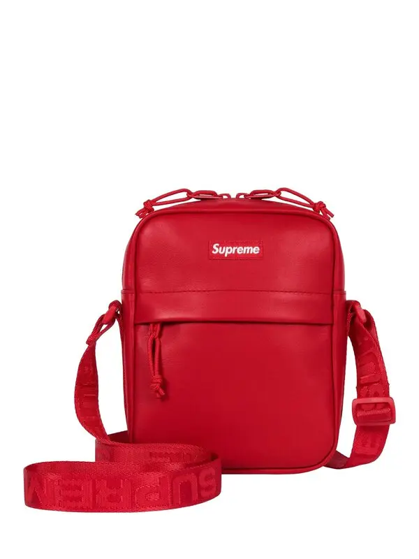 Supreme Leather Shoulder Bag - Red