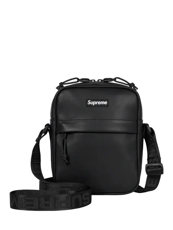 Supreme Leather Shoulder Bag - Black