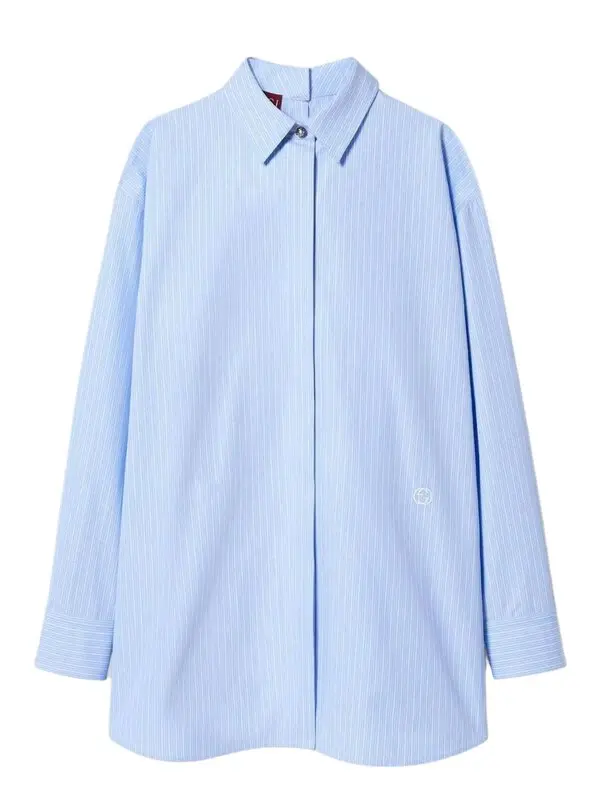 Gucci Striped Heavy Cotton Poplin Shirt - Light Blue