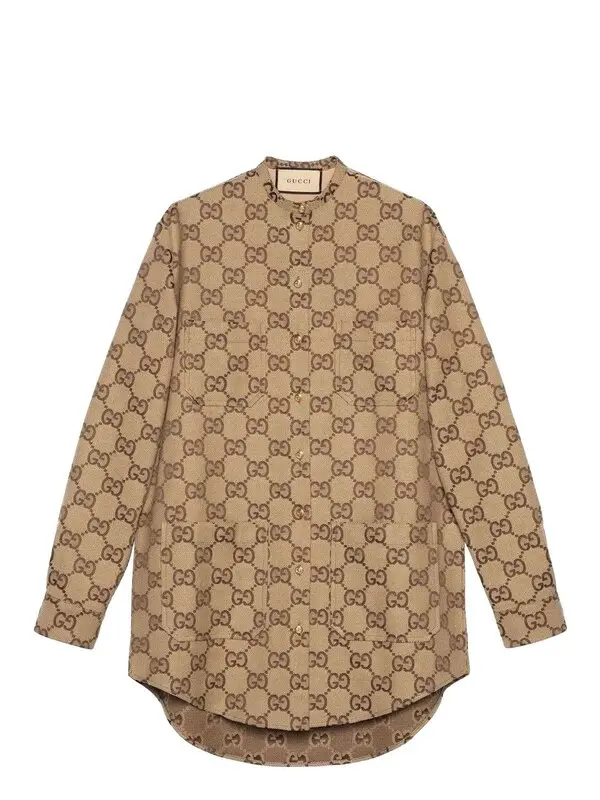 Gucci Maxi Gg Canvas Shirt - Tan