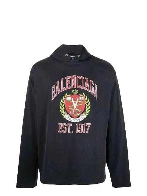 Balenciaga Est. 1917 College Logo Hoodie - Black