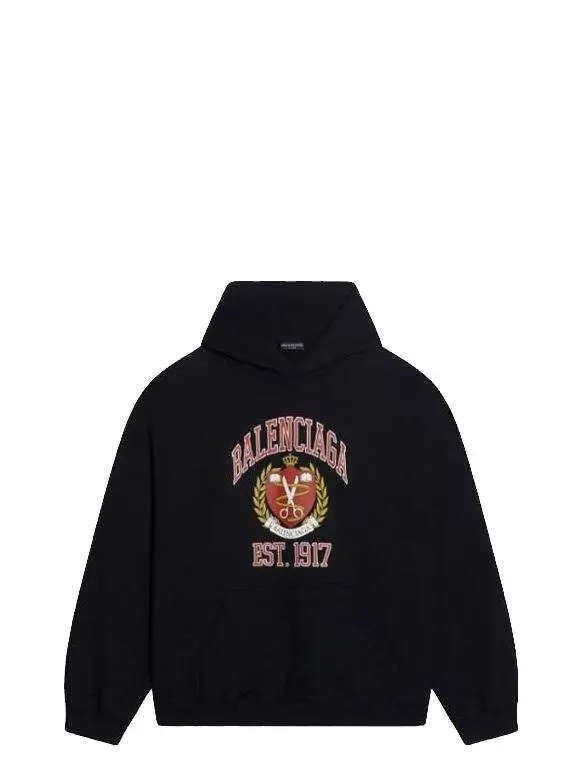 Balenciaga Est. 1917 College Logo Hoodie - Black