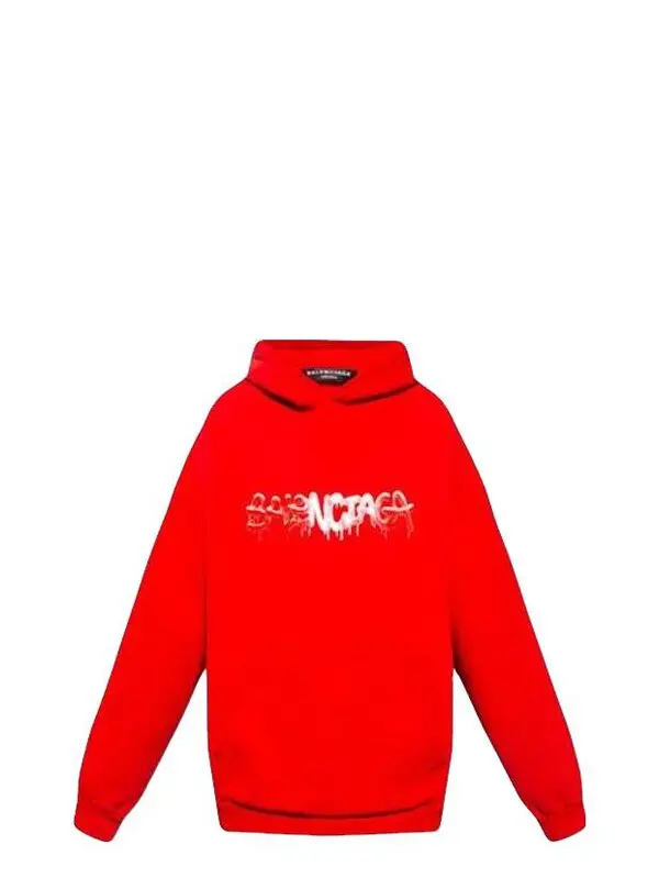 Balenciaga Ss22 Logo Hoodie - Red/white