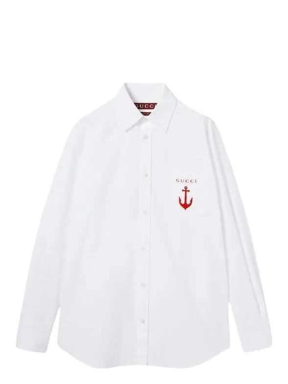 Gucci Cotton Poplin Shirt With Embroidery - White