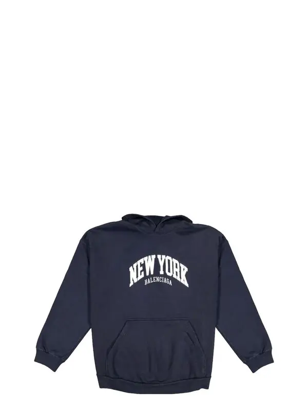 Balenciaga New York" Hoodie - Navy/white