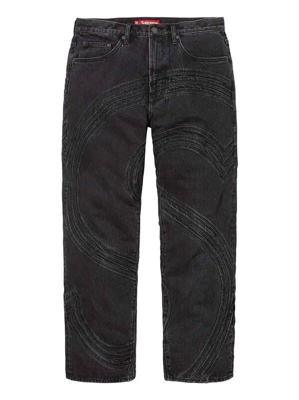 Supreme S Logo Loose Fit Jeans - Black