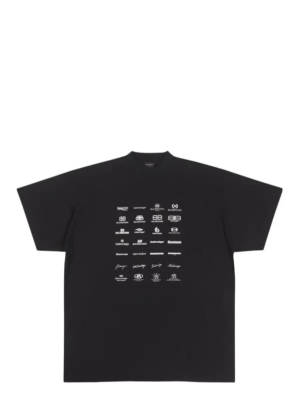 Balenciaga Archives Logos Oversized T-shirt - Black