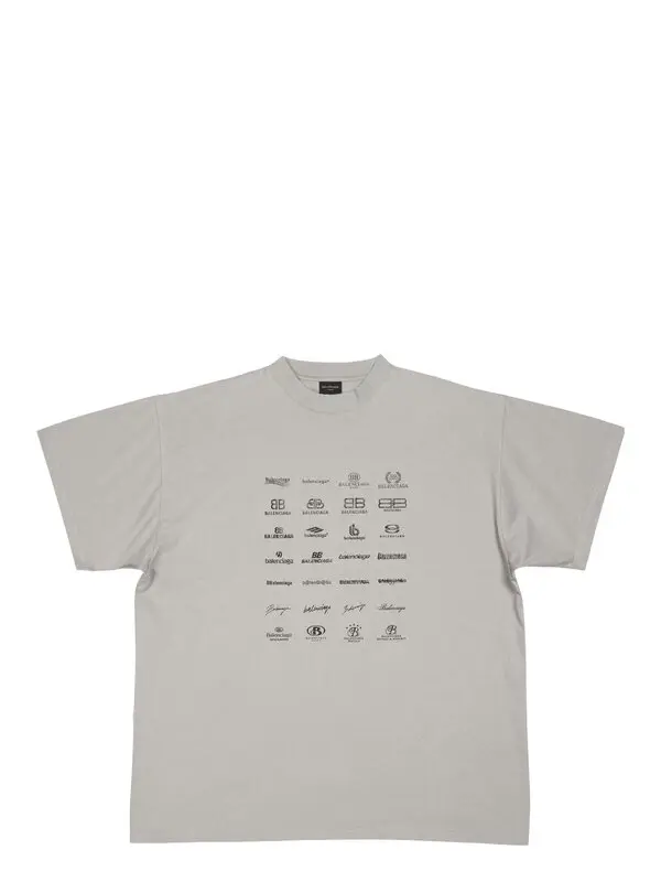 Balenciaga Archives Logos Oversized T-shirt - Light Grey