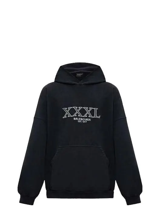 Balenciaga Oversized Popover Hoodie - Black/white
