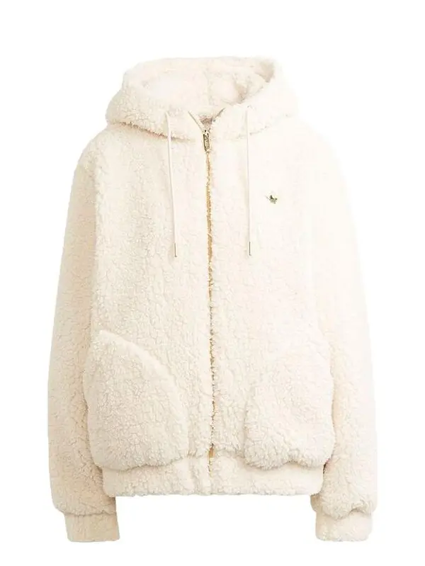 Adidas Oversized Fleece Jacket With Metallic Accents - White