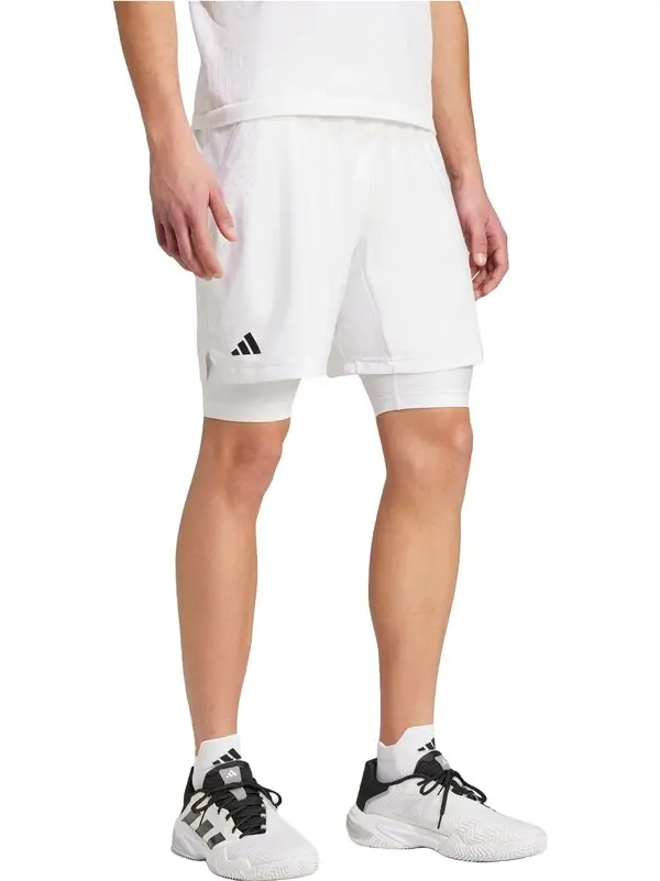 Adidas Tennis Pro Aeroready Shorts And Inner Shorts Set - White