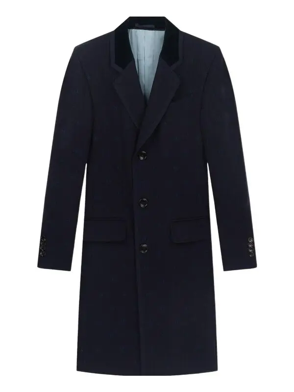 Gucci Embroidered Wool Coat - Black