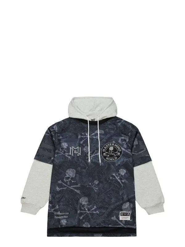 Mitchell & Ness Mastermind X Printed Jersey Hoodie - Charcoal/ash