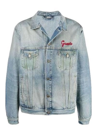 Gucci Embroidered Denim Jacket - Blue