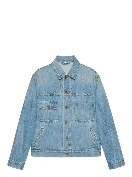 Gucci X Freya Hartas Animal Embroidered Denim Jacket - Blue