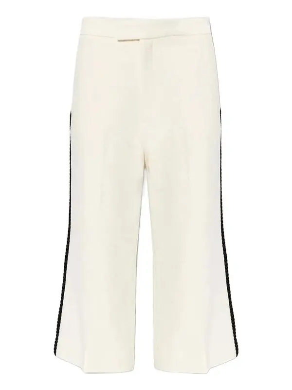 Gucci Wool Tweed Pant With Interlocking G Patch - White