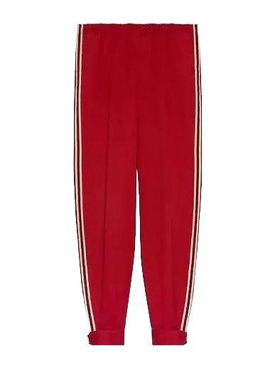 Gucci Military Cotton Drill Pants With Buckles - Red