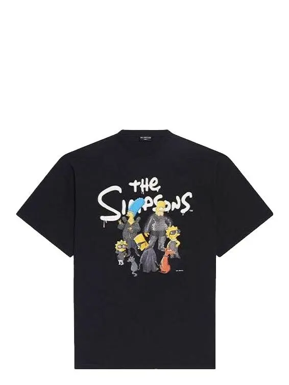 Balenciaga X The Simpsons Oversized Cotton T-shirt - Black