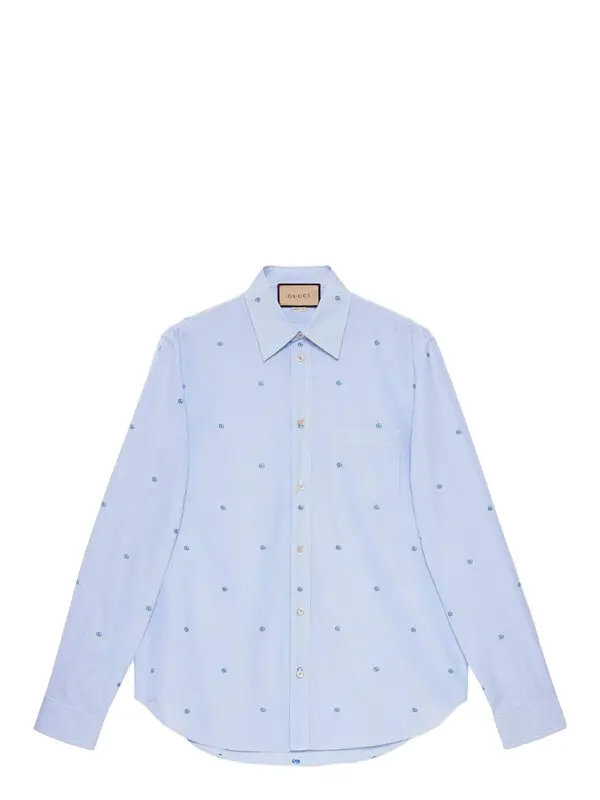 Gucci Striped Cotton Poplin Shirt 'light Blue White - Light Blue/white