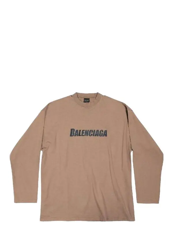 Balenciaga Caps Oversized Long Sleeve T-shirt - Khaki