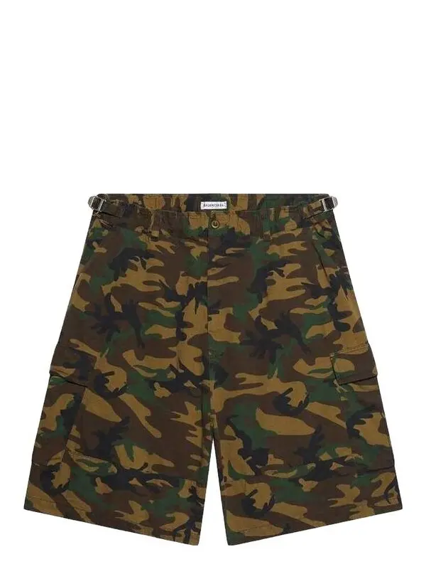 Balenciaga Camouflage Cargo Kick Shorts - Green