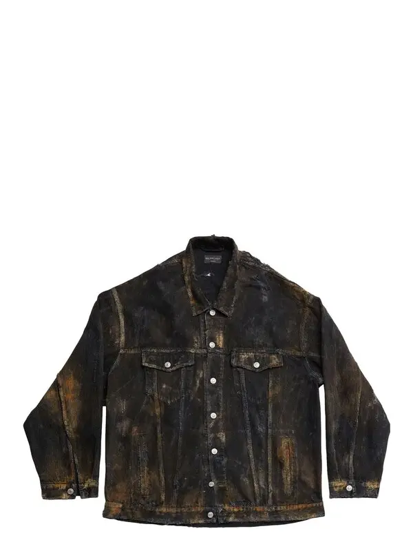 Balenciaga Oversized Distressed Denim Jacket - Black