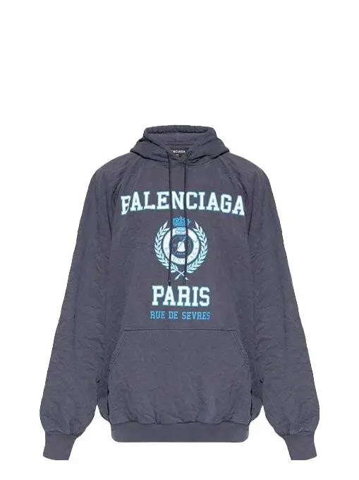 Balenciaga Est. 1917 College Logo Hoodie - Navy