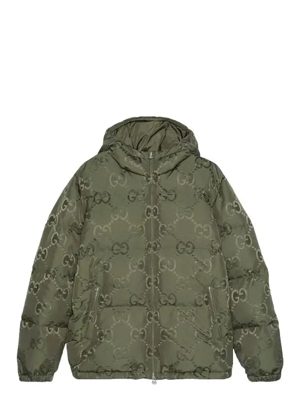 Gucci Jumbo Gg Canvas Down Jacket - Green
