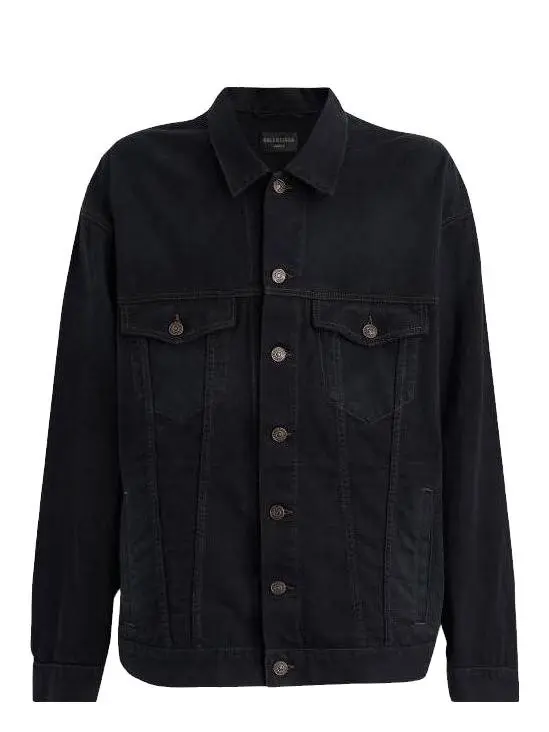 Balenciaga Bb Be Different Oversized Denim Jacket - Black