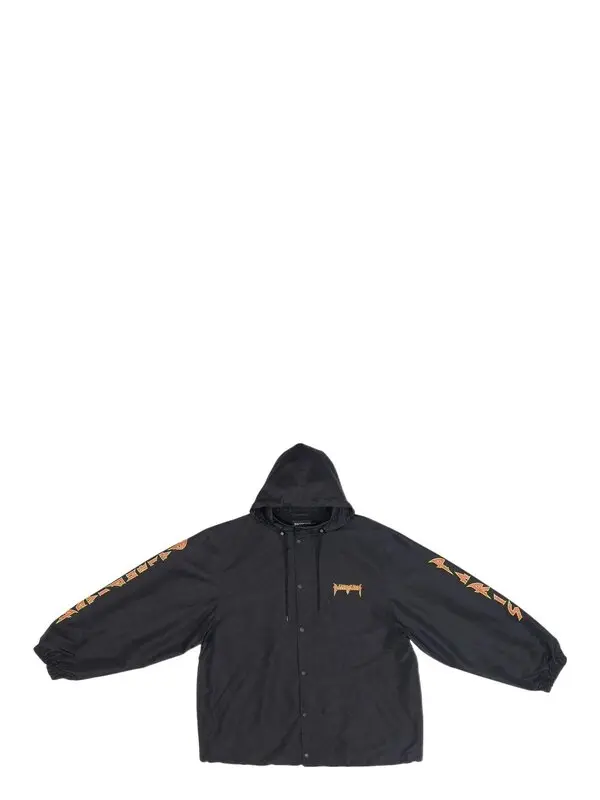 Balenciaga Metallica Hooded Windbreaker Jacket - Black/orange