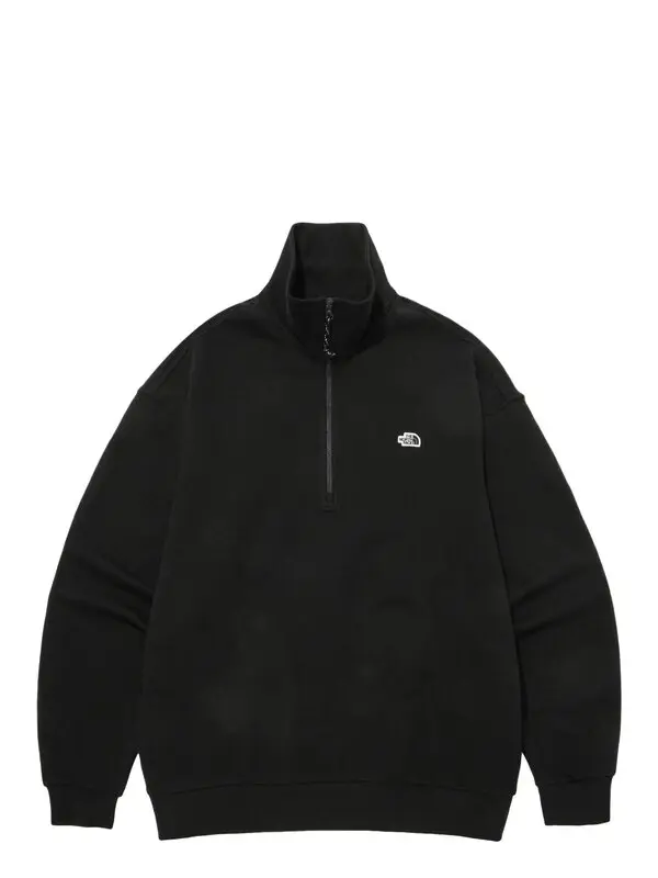 The North Face Logo Fleece Half Zip Sweater - Black