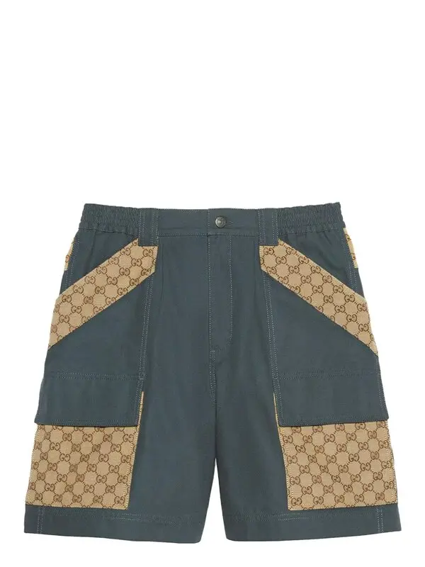 Gucci Cotton Canvas Bermuda Gg Insert Shorts - Dark Grey