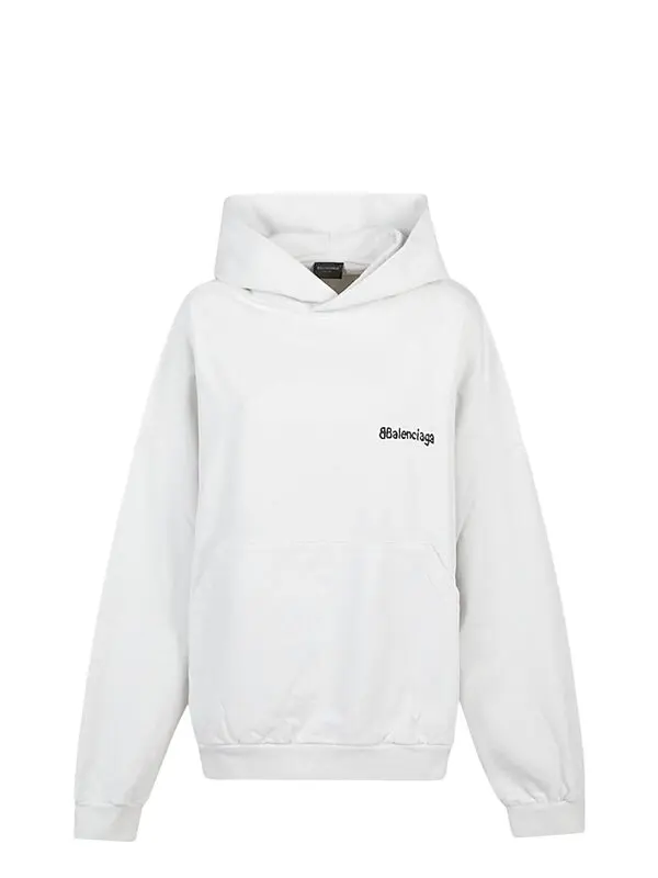 Balenciaga Bb Corp Cotton Hoodie - White/black