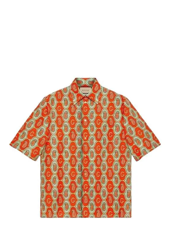 Gucci Cotton Linen G Paisley Shirt - Orange