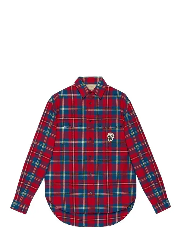 Gucci Tartan Shirt With Skunk Detail - Red